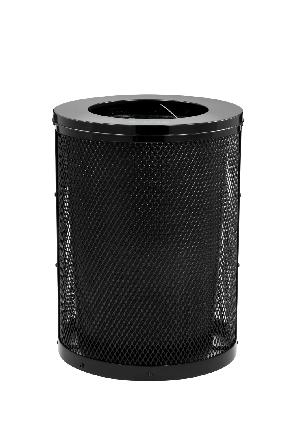 Round Diamond Steel Trash Can with Flat Lid and Liner – Alpine